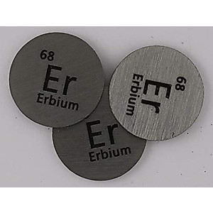 Erbium (Er) 24.26mm Metal Disc 99.9% Pure for Collection or Experiments