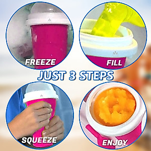 Ansamly Slushy Maker Cup,TIK TOK Magic Quick Frozen Smoothies Cups,Ice Cream Maker Cup with Travel Easy-carry,Slushies and Homemade Milk shake in Minutes,Pink