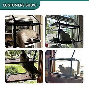 Cat Window Perch, Cat Hammock Window, Free Fleece Blanket Extra Large Sturdy Cat Bed Cat Resting Seat Space Saving for Indoor