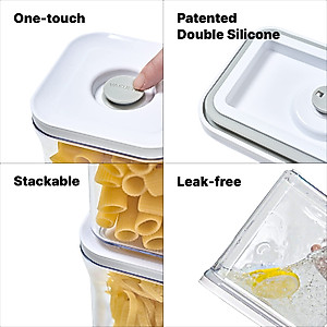 VAKUEN Premium Airtight Food Storage Containers, Rectangular 2PC(1.06qt), Smart One-Click Seal Lid, No Hinges, Patented Double Silicone Lining, 100% Leak Proof, BPA-FREE, Dishwasher, Microwave Safe