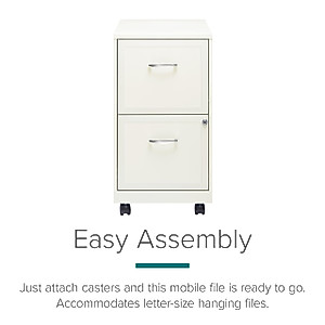 Space Solutions 18" 2 Drawer Mobile Smart Vertical File Cabinet Pearl White
