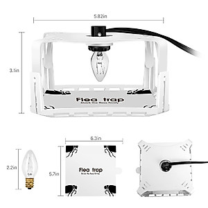 Electric Flea Traps for Inside Your Home (2 Packs), Retractable Flea Light Trap w/Sticky Flea Trap Refill & Replacement Bulbs, Ultimate Flea Fighting Solution.