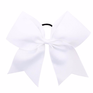 Oaoleer 8inch Jumbo Large Cheer Bows Ponytail Holder Elastic Band Handmade Boutique Hair Accessories for Cheerleading Teen Girls College Women Sports (1PCS, White)