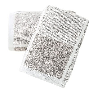 sense gnosis Summer Grey Hand Towel Set of 2 Soft 100% Cotton Checkered Pattern Terry Absorbent Decorative Hand Towel for Bathroom 13x 29 Inch