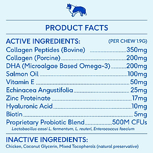 Native Pet Skin and Coat Chews for Dogs - Made with Wild-Caught Salmon Oil for Dogs Skin and Coat - Omega 3 for Dogs - Dog Shedding Supplements & Dog Hair Loss Treatment - Omega for Dogs (30 Chews)