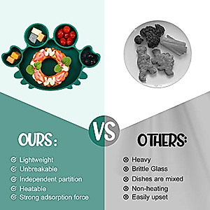 Maxdot 4 Pcs Silicone Baby Plates Toddler Suction Plates Divided Baby Dishes Cute Animal Kids Plates for Toddlers Baby Feeding Eating Supplies, Microwave and Dishwasher Safe, 4 Designs