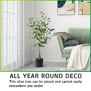 AntHousePlant Artificial Topiary Olive Tree 32 Inch Fake Olive Topiary Silk Tree Faux Olive Plant for Indoor Outdoor Home Office Garden Decor