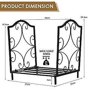 S AFSTAR 1.5Ft/17.5” Firewood Rack Outdoor Indoor, Heavy Duty Firewood Rack Bracket with Elegant Patterns & Raised Legs, Decorative Log Rack Wood Holder, Fireplace Wood Storage Rack, Easy Assembly