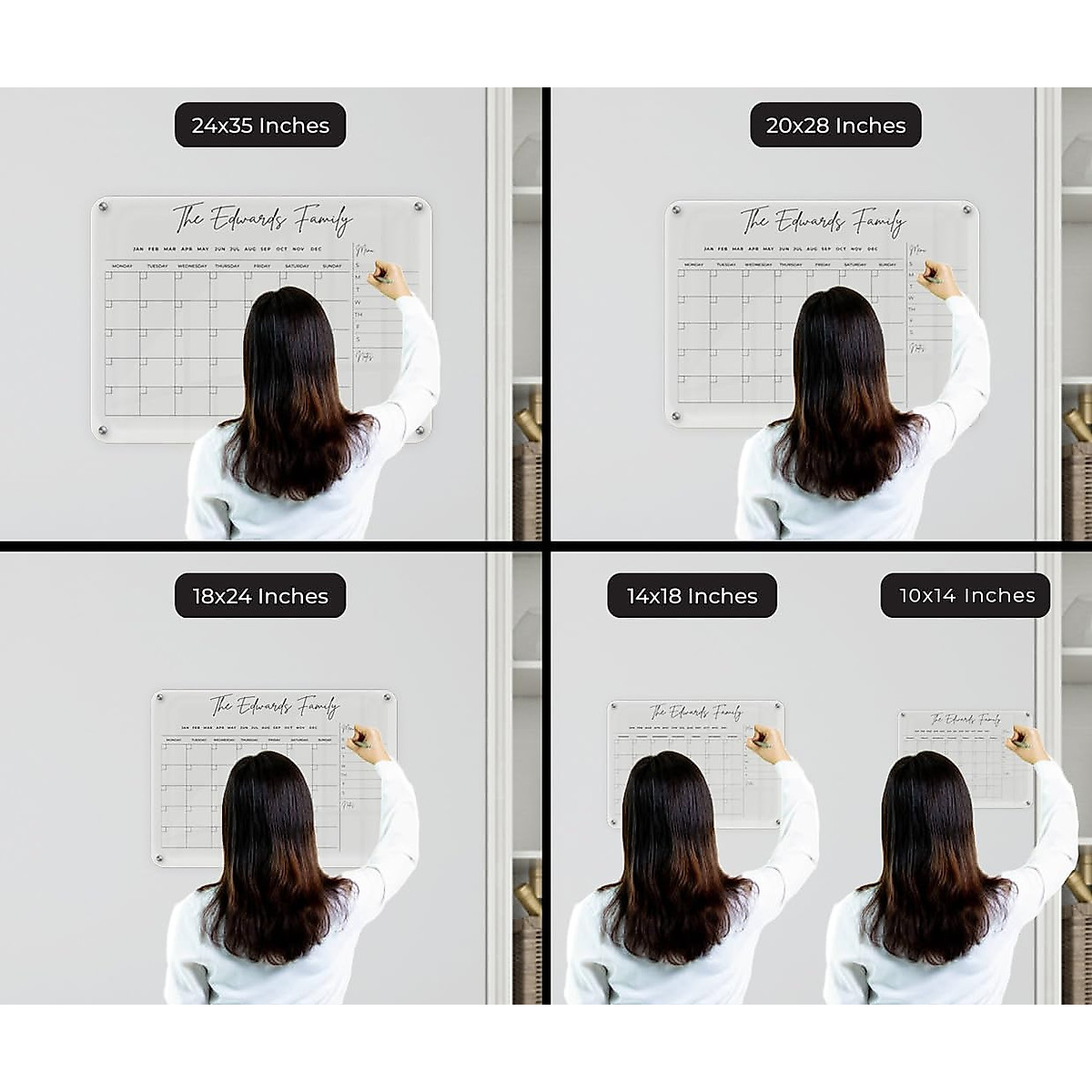 PERSONALIZED Family Name Acrylic Calendar for Wall - Customized Acrylic Wall Calendar - Dry Erase Board Monthly Family Planner - Design by Yourself - Custom Acrylic Wall Calendar