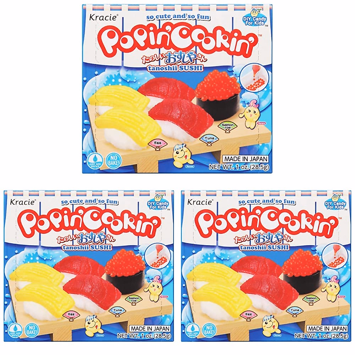 Kracie Popin' Cookin' Diy Candy for Kids, Sushi Kit, 1 Ounce (Pack of 3)