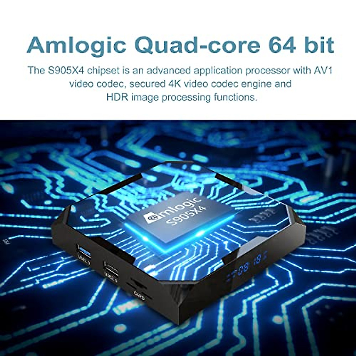 Sofobod Smart TV Box Android 11.0 S905X4 Quad Core ARM Cortex A55 CPU, 4GB RAM 32GB ROM, Ultra HD 4K HDR H.265 AV1 Decoding with Dual Band 2.4GHz/5GHz WiFi 100M Ethernet LAN BT 4.1 USB 3.0:X96 MAX+432