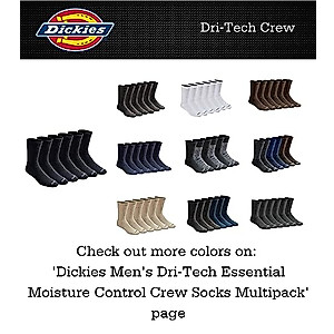 Dickies Men's Dri-tech Moisture Control Crew Socks Multipack