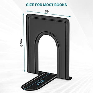 MaxGear Book Ends Heavy Duty Bookends, Universal Book Holder, Bookends for Shelves, Metal Bookend, Non-Skid Book End, Book Stopper for Books/Movies/CDs, 6.5 x 5 x 5.75, Black (3 Pairs/6 Pcs, Large)