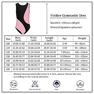 Viriber Leotards For Girls Gymnastics Girls' Activewear Dresses Gymnastics Leotards for Girls Dance Ballet Suit (130（9-10T), Black&Pink … …
