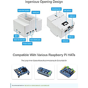 Waveshare DIN Rail ABS Case for Raspberry Pi 4 Large Inner Space Injection Moduling