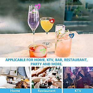 KICHOUSE 2 Sets 16 Pcs Wine Glass Marker Wedding Decoration Wine Bottle Labels Portable Cup Heart Shaped Ring Cup Recognizer Cup Silicone Labels Wine Glass Identifiers Drink Markers Hawaii