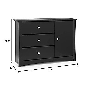 Storkcraft Crescent Dresser, 3 Drawer Combo, Black