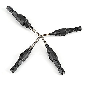 LIYJTK 1/4inch Hard Alloy Hex Shank HSS Drill Bits Fast Change #6#8#10#12 Countersink Woodworking Tool