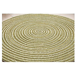 Hand Woven Round Area Rugs Living Room Bedroom Study Computer Chair Cushion Base Mat Round Carpet Lifts Basket Swivel Chair Pad Coffee Table Rug(2' Round, Green)