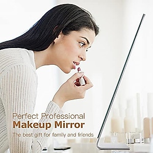 NEZZOE Modern Makeup Mirror, 12" Length Aluminum Desk Mirror, Vanity Mirror for Counter, Bedroom, Bathroom, Dorm