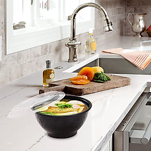 Kitch’nMore 36oz Extra-Thick Meal Prep Bowls with Lids, Plastic Containers with Clear Covers for Noodles, Poke Bowl, Salad, Soup - Freezer, Microwave & Dishwasher-Safe (30Pack)