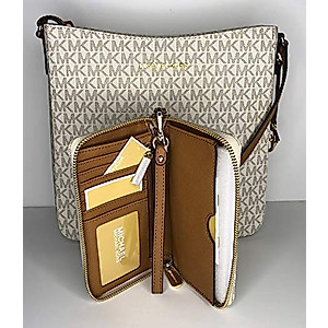 Michael Kors LG Messenger Crossbody bundled with Phone Wristlet (Vanilla/Acorn)