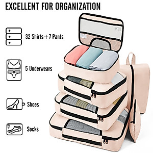 Veken 8 Set Packing Cubes for Travel, Gifts for Women Mom, Suitcase Organizer Bags for Luggage with Hanging Toiletry Bag and Shoe Bag, Vacation Essentials Travel Accessories for Cruise Ship