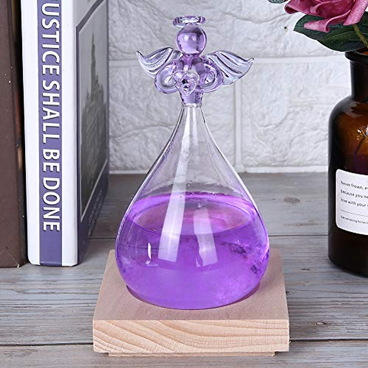 TITA-DONG Innovative Angel Storm Decor, Weather Forecast Glass Bottle Weather Decorative Bottle, Water Droplets Windstorm Glass for Home Office Decoration Valentine's Day Gift(Purple)