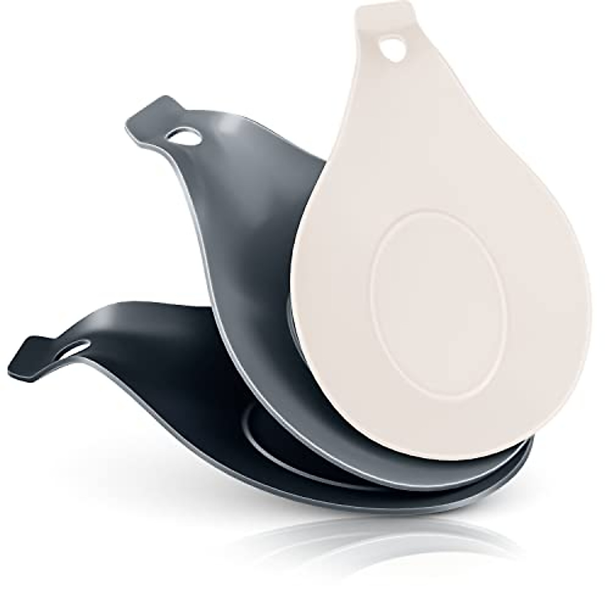 Chef Royale Silicone Spoon Rest (Set of 3) Black, Gray & Light Gray | Heat Resistant & BPA-Free Kitchen Utensil Holder | Clean Spoon Holder for Stove Top | Cooking Spoon Holder For Kitchen Counter