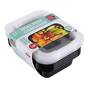 Table King 5-Pack Small Rectangular Plastic Meal Prep Containers with Lids, Reusable Food Storage Containers, Disposable Lunch Boxes, BPA Free, Freezer, Microwave & Dishwasher Safe (12 OZ)