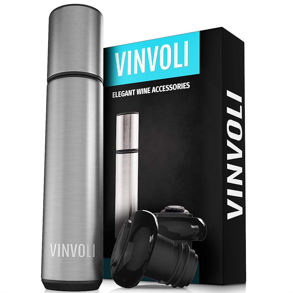 VINVOLI Wine Preserver Set - New 2024 Wine Vacuum Pump with 2 Reusable Wine Stoppers - Wine Sealer and Wine Saver to Keep Wine Fresh Longer - Professional Quality for Wine Lovers and Sommeliers