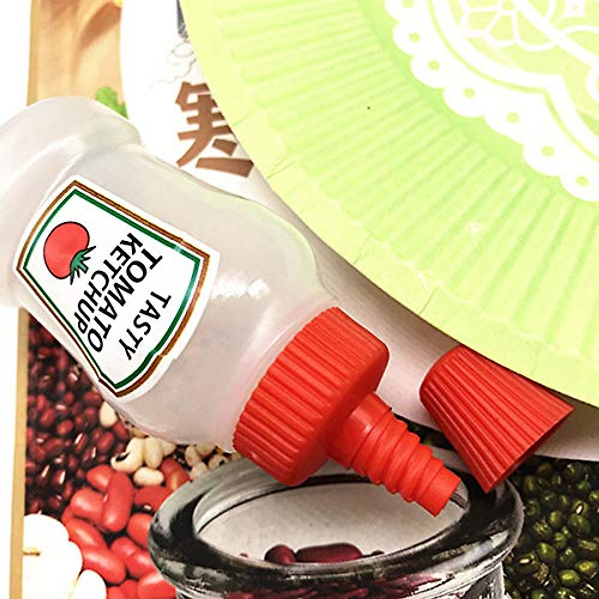 Mini Ketchup Bottles,2pcs Mini Condiment Squeeze Bottles Small Sauce Container Cute Squirt Honey Salad Dressing Container