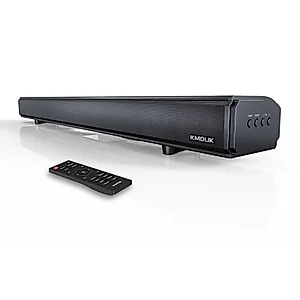Sound Bars for TV, KMOUK Sound Bar with Built-in Dual Subwoofers, Soundbar with 6 Speakers, 4 Equalizer Mode Bluetooth 5.0, HDMI ARC/Optical/AUX Connection, 100W Soundbar 2.1 with Bass