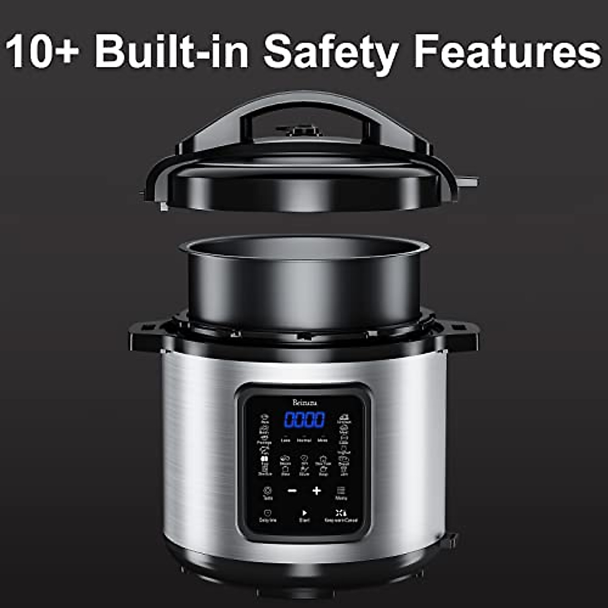 Electric Pressure Cooker: 6 Quart 9-in-1 Multi-Functional Built-in 11 Presets Programs Pressure Pot, 10+ Safety-Features Multi Cooker, Slow Cooker, Rice Cooker, Steamer, Sauté, Yogurt Maker, Warmer & Sterilizer w/ Measuring Cup & Stainless Steel Rack