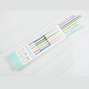 Silicone Straws Reusable Drinking Straw Pack-of-6 Soft Beverage Water Drink Straw -for 30oz and 20oz Tumblers 6Pcs Straws - Comes with 1 Cleaning Brush in All (1Box)