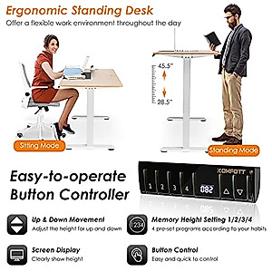 ERGOMASTER Electric Adjustable Standing Desk Home Office sit Stand Motor Height Adjustable Computer desks Table with Splice Tabletop for Working Gaming 55 x 28 inch