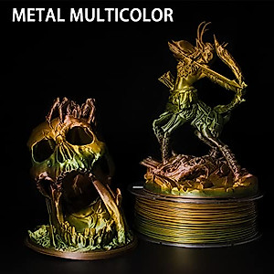 (2 Items) 1kg Silk Silver Shiny Red & 1kg Vintage Metal Rainbow PLA Filament, 3D Printer Filament, PLA Filament 1.75mm +/- 0.02mm
