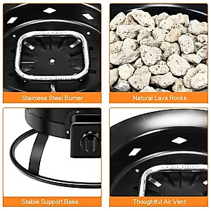 COOURIGHT 58,000BTU Propane Gas Fire Pit, Outdoor 19" Fire Bowl w/ Cover, Carry Kit, Lava Rock, 10FT Hose, CSA Certificated Outside Portable Firepit for Bonfire, Camping, Garden, Patio