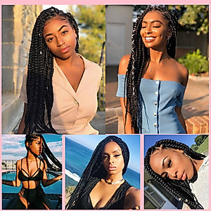 RUN SHUI Pre-stretched Braiding Hair, Synthetic Fiber Braid Hair Extensions, Ombre Braiding Hair Pre stretched, Crochet Twist Braid (24''-8packs, 1b)…