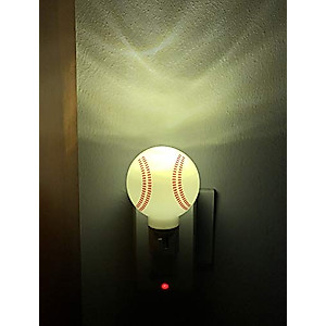 2 Pack Warm White - Upgraded Version LED Plug-in Night Light for Kids - Baseball Shaped Lamp Take Good Care Children Sleep