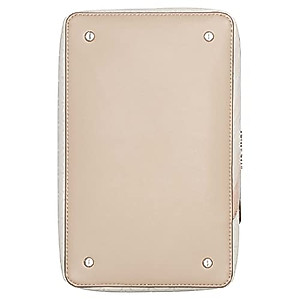 Calvin Klein Ashley Top Zip Dome Satchel, Cherub White Multi Printed Textured Emboss Logo