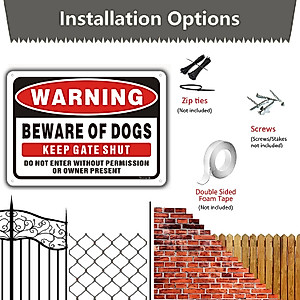 Beware of Dog Signs for Fence,Yuntarda 2-Pack 10"x7"Do not Enter Sign Keep Gate Shut Rust Free Reflective Metal Sign for Outdoor Use
