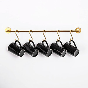12 Pieces Brass S Shaped Hooks, Gold Coat Clothes Towel Hangers, Kitchen Pots Pans Coffee Cups Rack Hooks