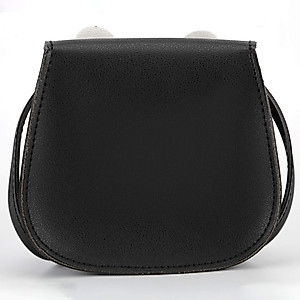 Ondeam Little Rabbit Ear Bow Crossbody Purse,PU Shoulder Handbag for Kids Girls Toddlers(Black)