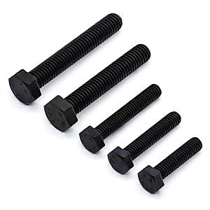 M12-1.75 x 45mm (6 Pcs) Black Hex Bolt, Black Hex Head Screws Bolts, Alloy Steel, Grade 12.9, Black Oxide Finish, Fully Threaded, Standard DIn933