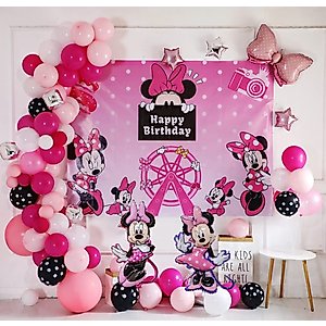 Mickey Mouse Birthday Party Decorations, Mickey Mouse Party Supplies Set for Girl’s/Boy’s with Balloons Garland kit, Mickey Mouse Backdrop 7x5ft, Mickey Mouse Foil Balloons
