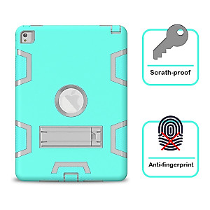 MAKEIT CASE for iPad Air 2 Case, for iPad Pro 9.7 Case, Shock Absorption High Impact Resistant Hybrid Protective Case Cover with Kickstand for iPad Air 2 and iPad Pro 9.7" 2016