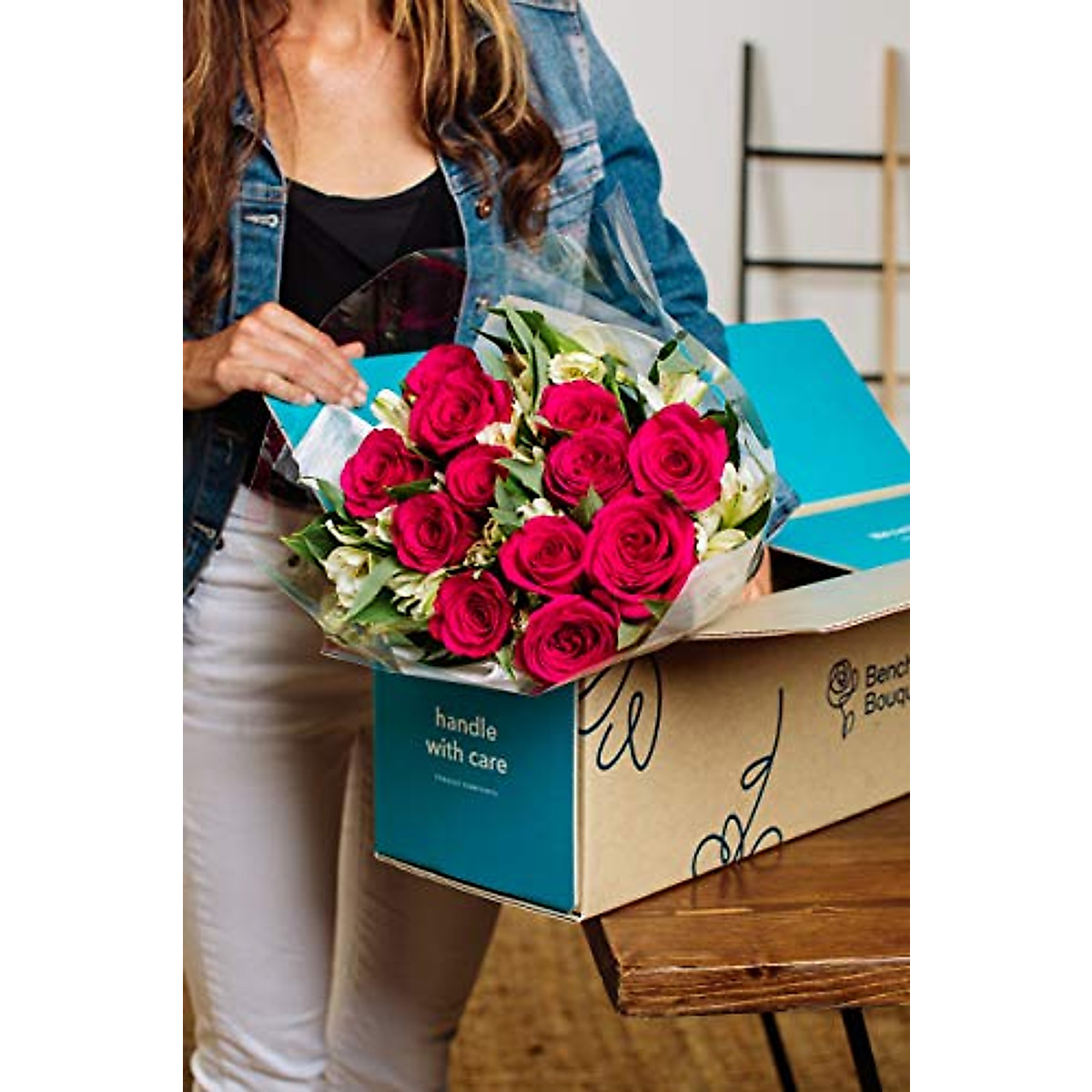 Benchmark Bouquets Signature Roses and Alstroemeria, With Vase (Fresh Cut Flowers)