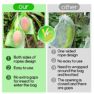 50 Pcs Fruit Protection Bags 6''x8'' Fruit Net Bags with Drawstring Fruit Bags for Fruit, Fruit Protection Bags Vegetable Fruit Net Fruit Cover Mesh Bag for Protecting Fruits(Fruit Green,6 x 8 Inch)