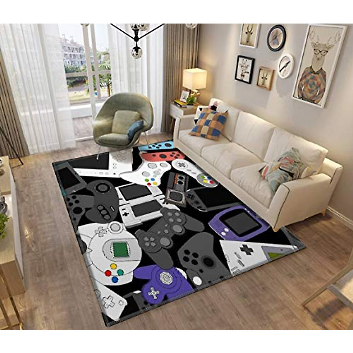 Gamer Controller Area Rugs Non-Slip Floor Mat Doormats Home Runner Rug Carpet for Bedroom Indoor Outdoor Play Mat Nursery Throw Rugs Yoga Mat